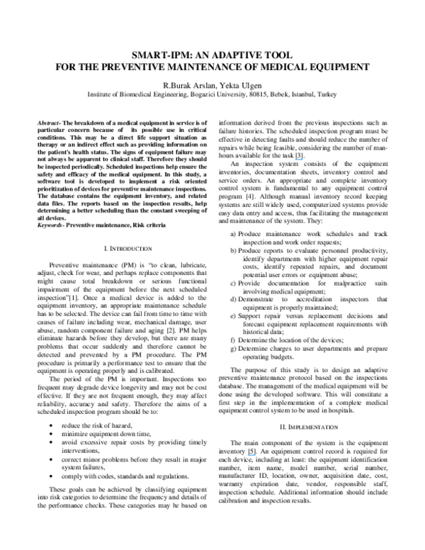 (PDF) Smart-IPM: an adaptive tool for the preventive maintenance of ...