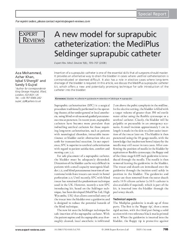 (PDF) A new model for suprapubic catheterization: the MediPlus ...