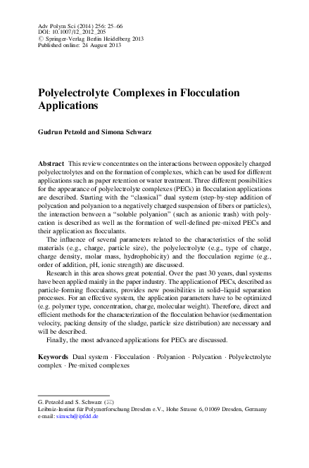 (PDF) Polyelectrolyte complexes in the dispersed and solid state ...