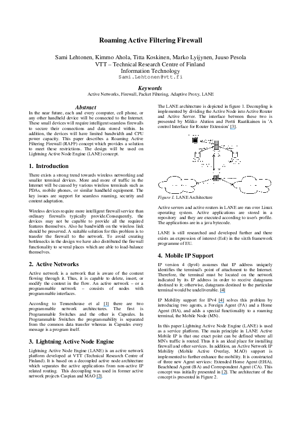 (PDF) Roaming Active Filtering Firewall