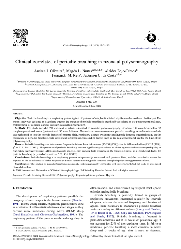 (PDF) Clinical correlates of periodic breathing in neonatal polysomnography