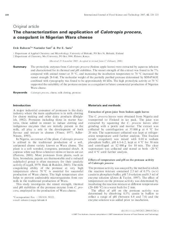 (PDF) The characterization and application of Calotropis procera, a ...