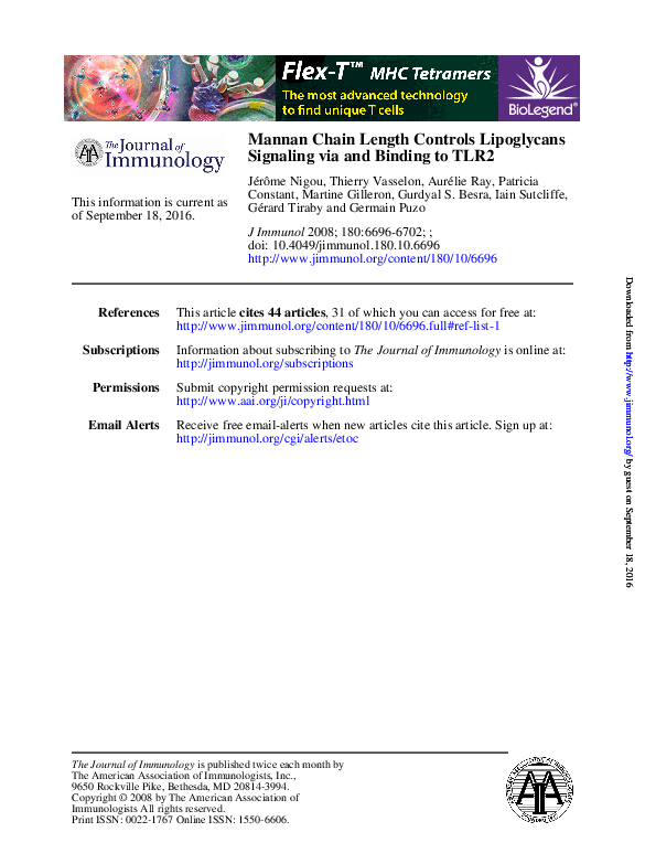(PDF) Mannan Chain Length Controls Lipoglycans Signaling via and ...