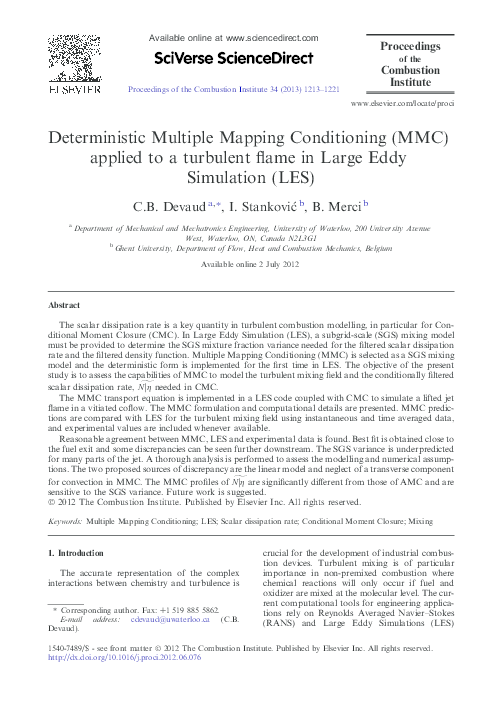Pdf Deterministic Multiple Mapping Conditioning Mmc Applied To A