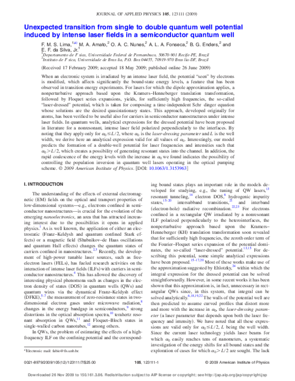 (PDF) Unexpected transition from single to double quantum well ...