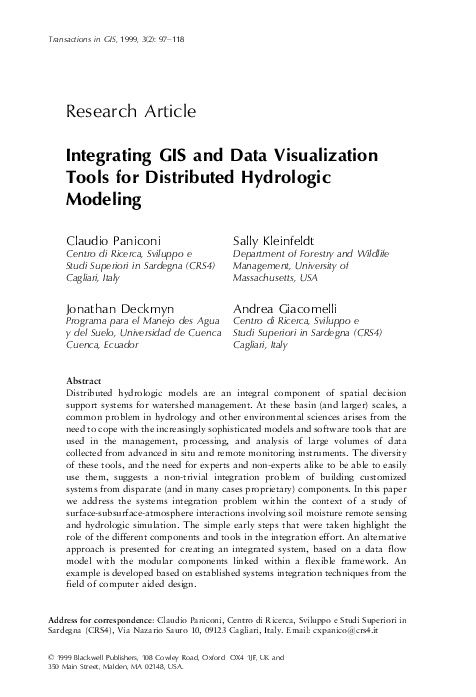 (PDF) Integrating GIS and Data Visualization Tools for Distributed Hydrologic Modeling