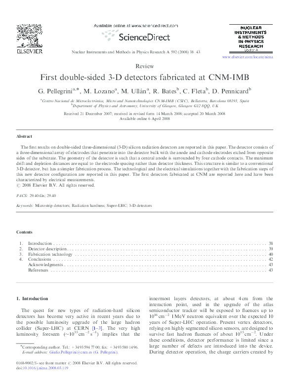 (PDF) First double-sided 3-D detectors fabricated at CNM-IMB