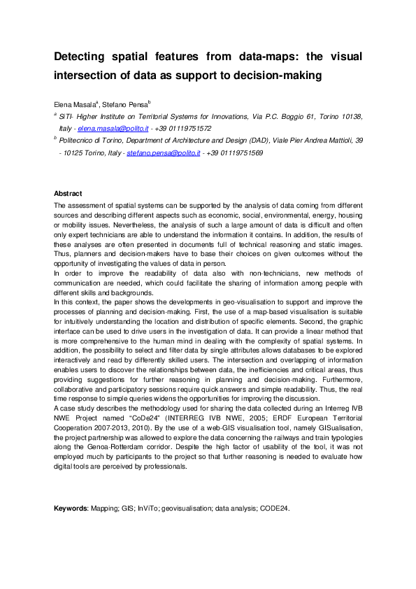 Pdf Detecting Spatial Features From Data Maps The Visual Intersection Of Data As Support To