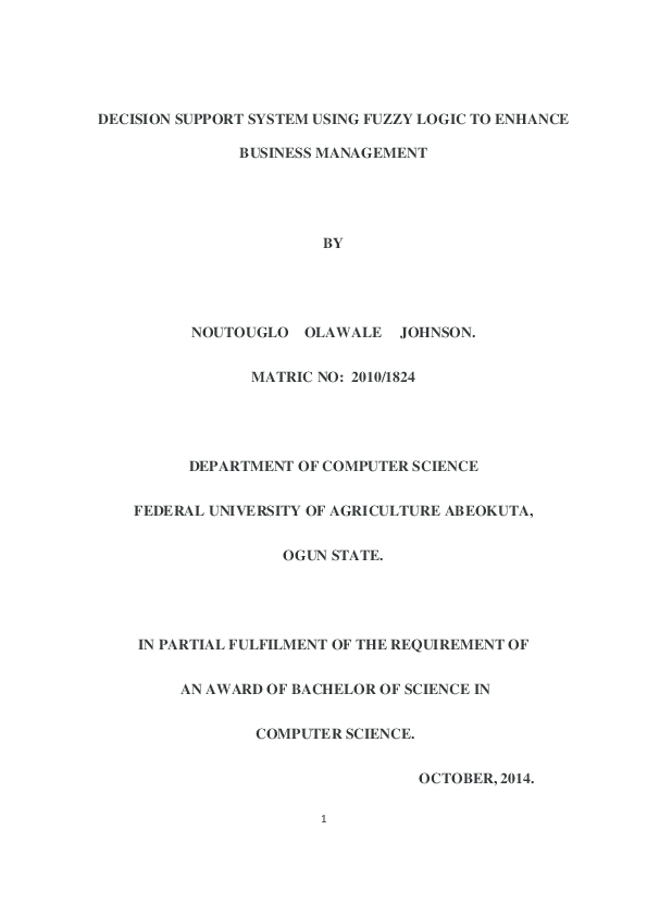 Pdf Decision Support System Using Fuzzy Logic To Enhance Business