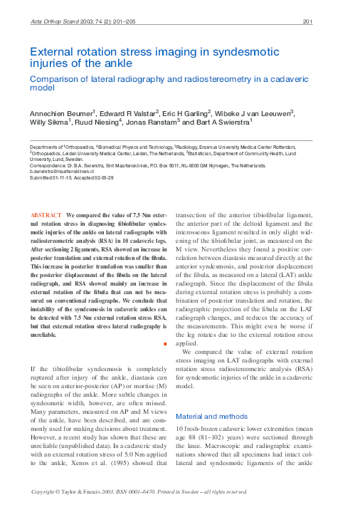 (PDF) External rotation stress imaging in syndesmotic injuries of the ...
