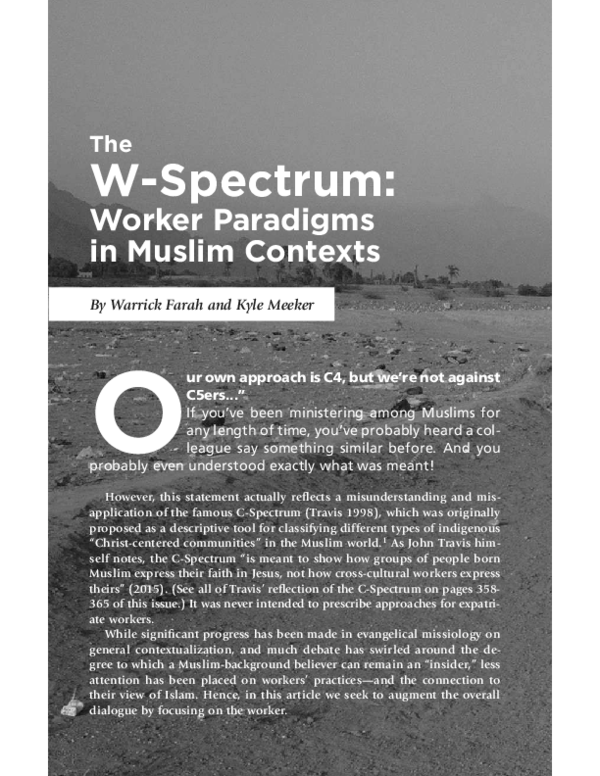 (PDF) The W-Spectrum: Worker Paradigms in Muslim Contexts