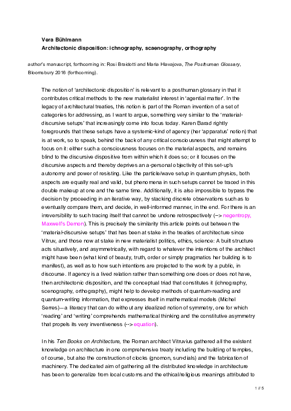 (PDF) Architectonic disposition: ichnography, scaenography, orthography