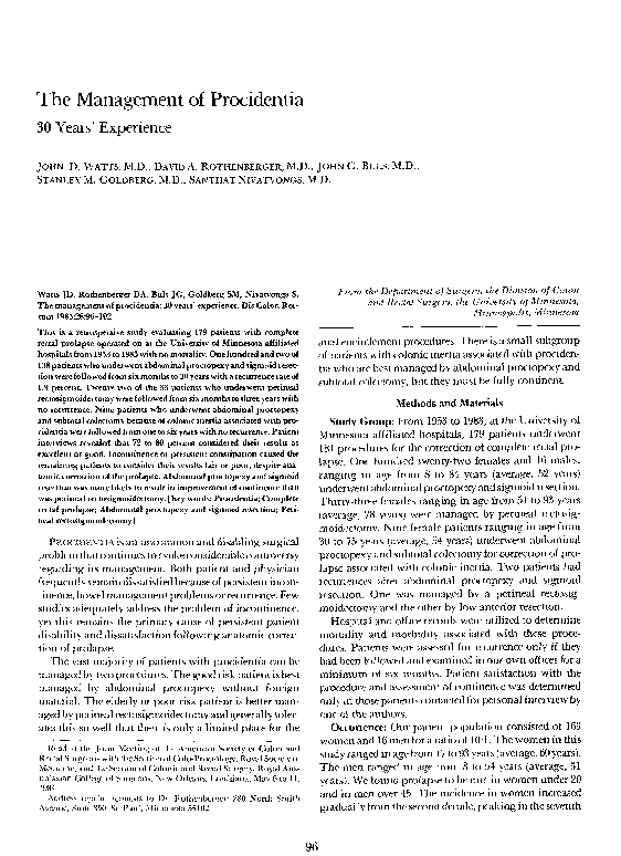 (PDF) The management of procidentia