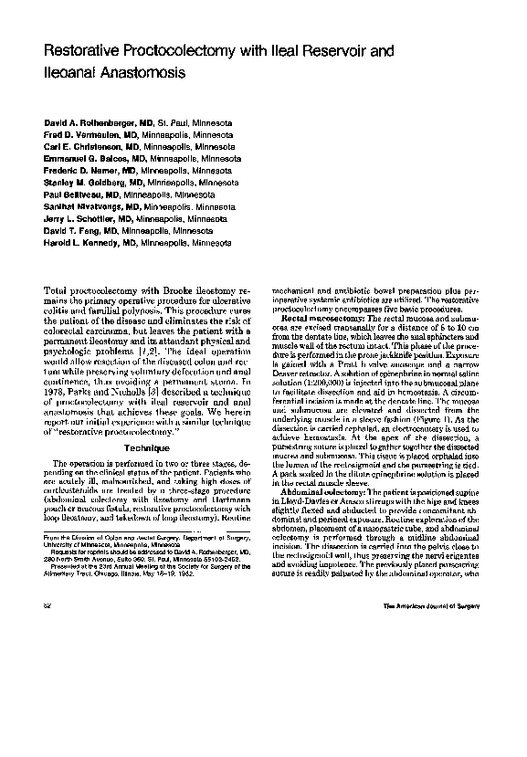 (PDF) Restorative proctocolectomy with ileal reservoir and ileoanal ...