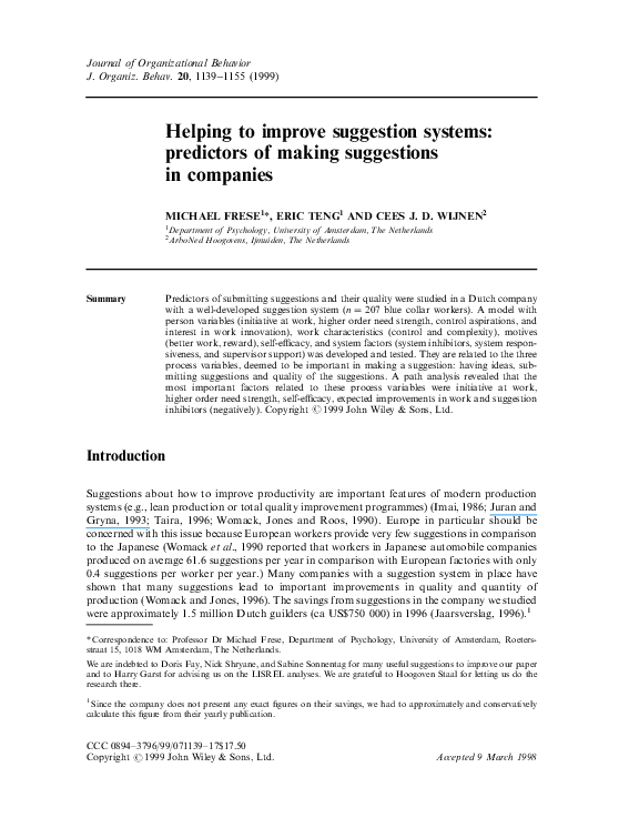 (PDF) Helping to improve suggestion systems: predictors of making ...