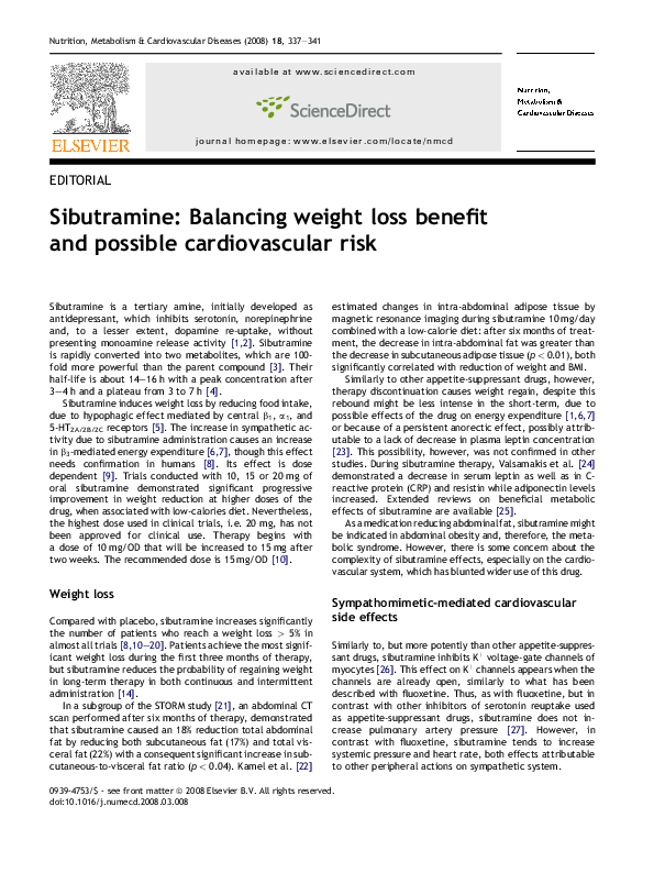 (PDF) Sibutramine: balancing weight loss benefit and possible ...