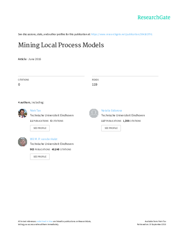 (PDF) Mining Local Process Models