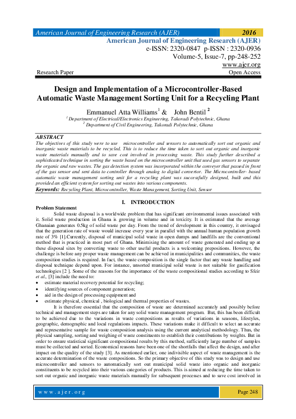 (PDF) Design and Implementation of a Microcontroller-Based Automatic Waste Management Sorting ...