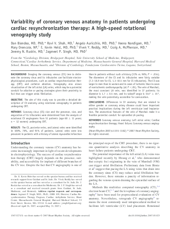 (PDF) Coronary Sinus Anatomy on CT Venography Compared with Manual ...