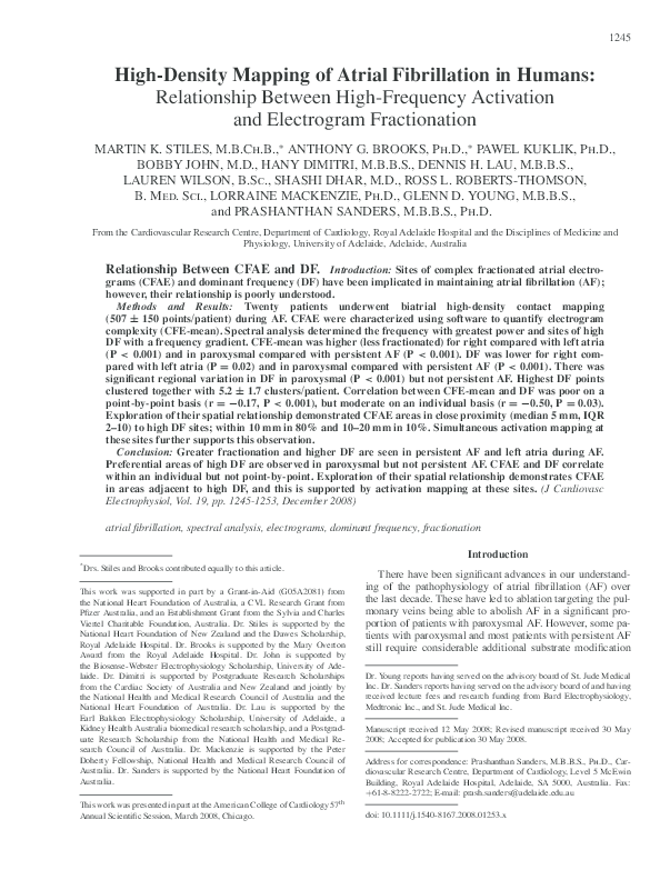 (PDF) High-Density Mapping of Atrial Fibrillation in Humans: Relationship Between High-Frequency ...