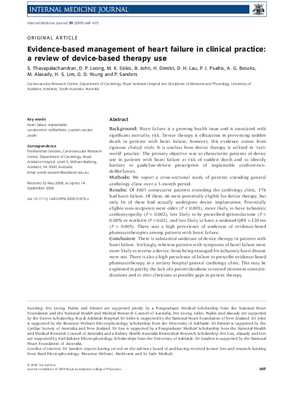(PDF) Evidence-based management of heart failure in clinical practice ...