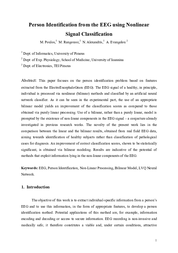 (PDF) EEG-Based Person Identification via Bilinear Models
