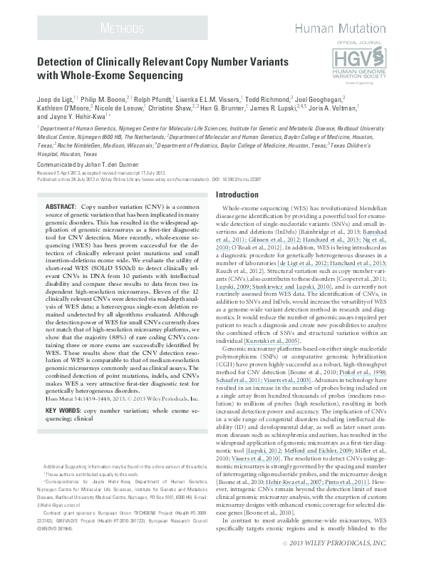 Pdf Detection Of Clinically Relevant Copy Number Variants With Whole