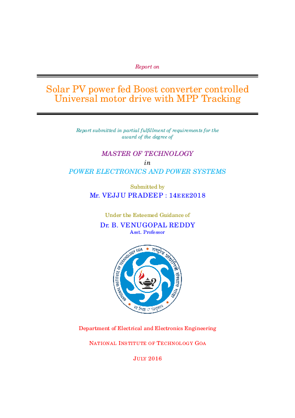 (PDF) Solar PV power fed Boost converter controlled Universal motor ...