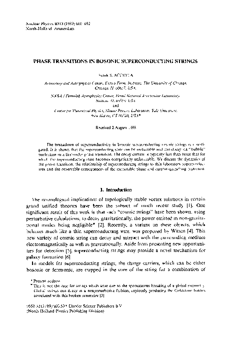 (PDF) Phase transitions in bosonic superconducting strings | Frank ...