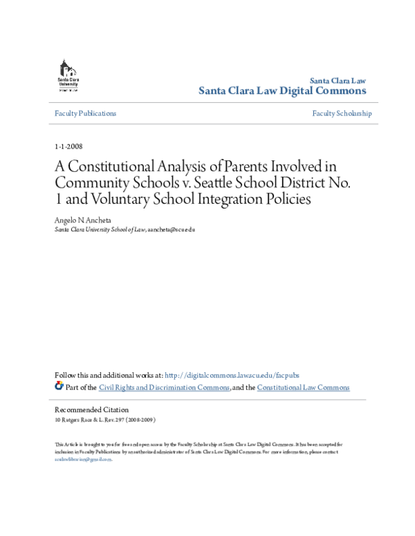 (PDF) A Constitutional Analysis of Parents Involved in Community ...