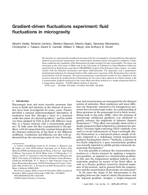 (PDF) Gradient-driven fluctuations experiment: fluid fluctuations in ...