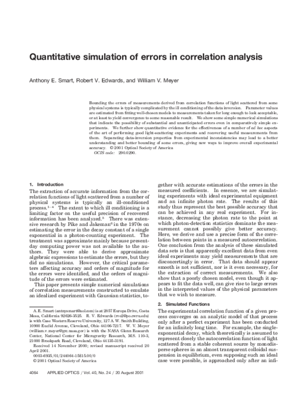 Pdf Quantitative Simulation Of Errors In Correlation Analysis