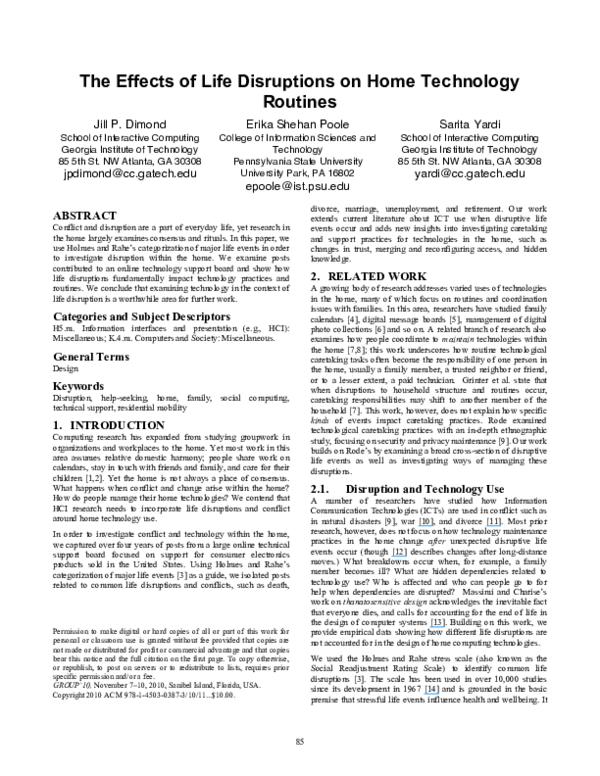 (PDF) The effects of life disruptions on home technology routines ...