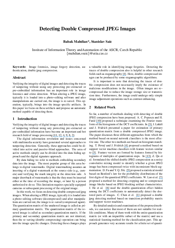 Pdf Detecting Double Compressed Jpeg Images