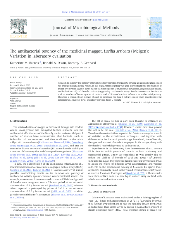 (PDF) The antibacterial potency of the medicinal maggot, Lucilia ...