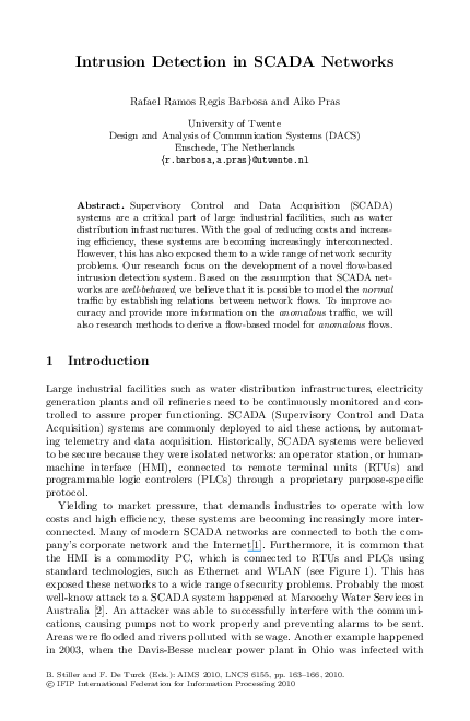 (PDF) Intrusion Detection in SCADA Networks