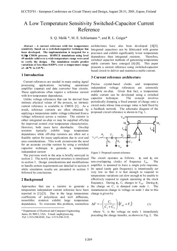 (PDF) A Low Temperature Sensitivity Switched-Capacitor Current Reference