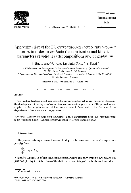 Pdf Approximation Of The Tg Curve Through A Temperature Power Series In Order To Evaluate The