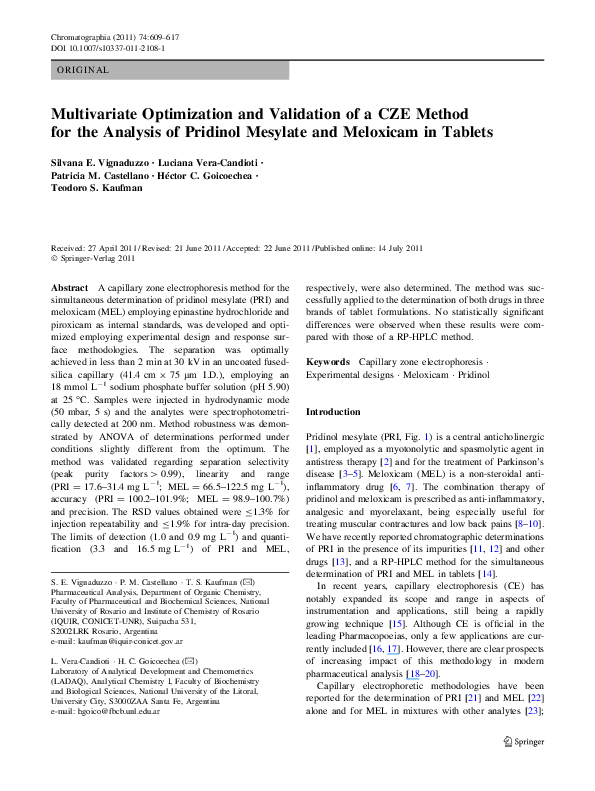 (PDF) Multivariate Optimization and Validation of a CE method for Simultaneous Analysis of ...