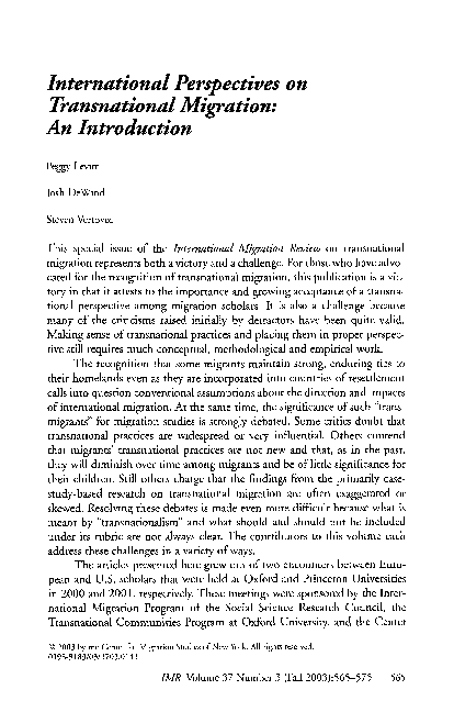 (PDF) International Perspectives on Transnational Migration: An ...
