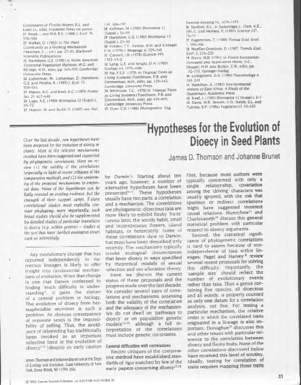(PDF) Hypotheses for the evolution of dioecy in seed plants