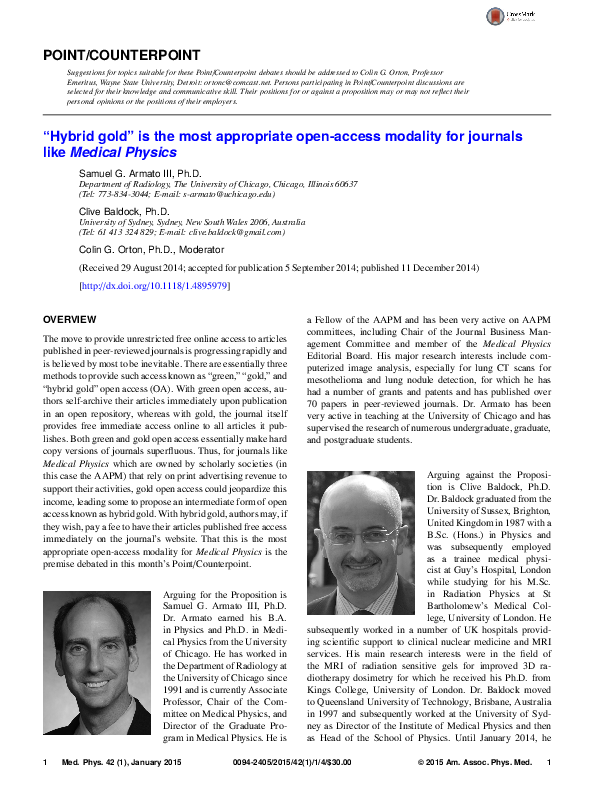 (PDF) Point/counterpoint. "Hybrid gold" is the most appropriate open ...