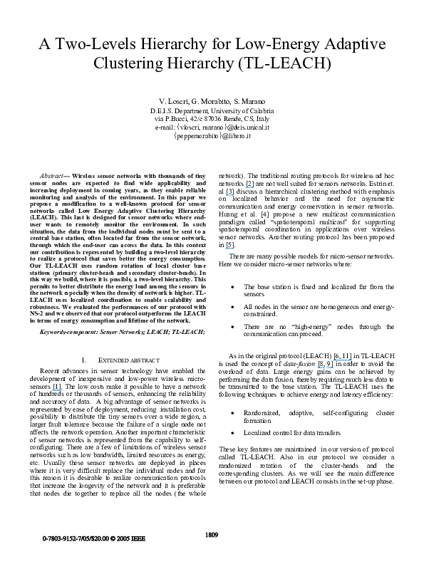 Pdf A Two Levels Hierarchy For Low Energy Adaptive Clustering