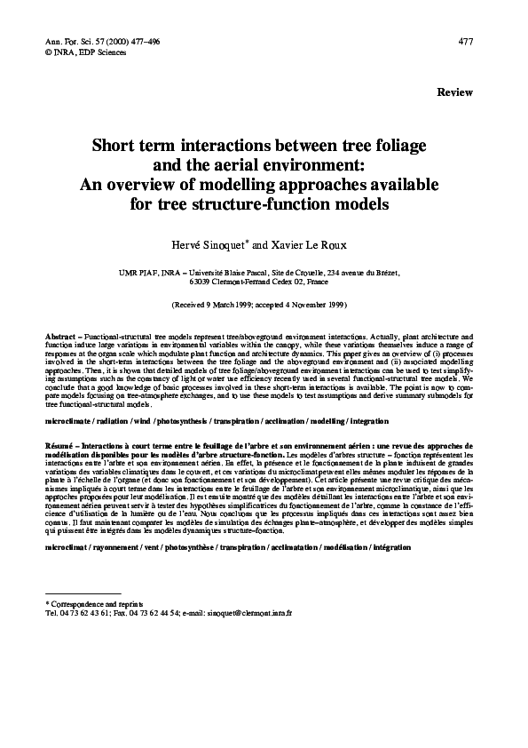 (PDF) Short term interactions between tree foliage and the aerial ...