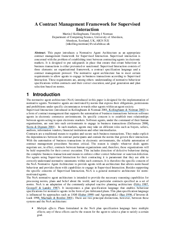 (PDF) A contract management framework for supervised interaction ...