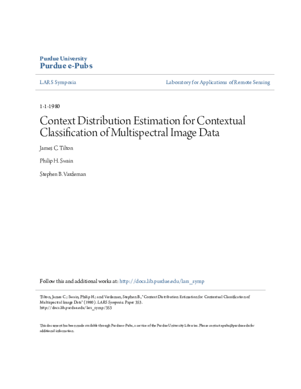 (PDF) Context Distribution Estimation for Contextual Classification of Multispectral Image Data