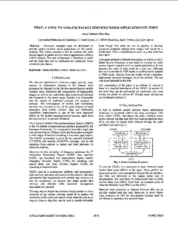 (PDF) URAE: a tool to analyse packet services based applications in UMTS