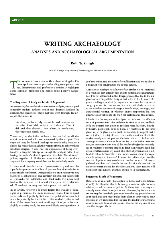 (PDF) Writing Archaeology