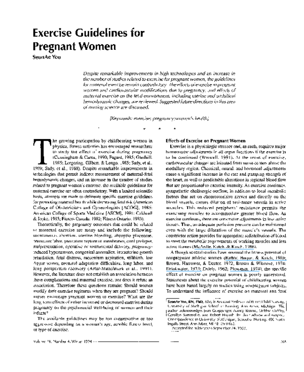 (PDF) Exercise Guidelines for Pregnant Women