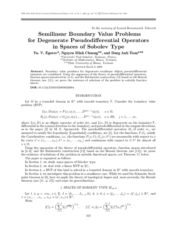 Pdf A Semilinear Non Classical Pseudodifferential Boundary Value